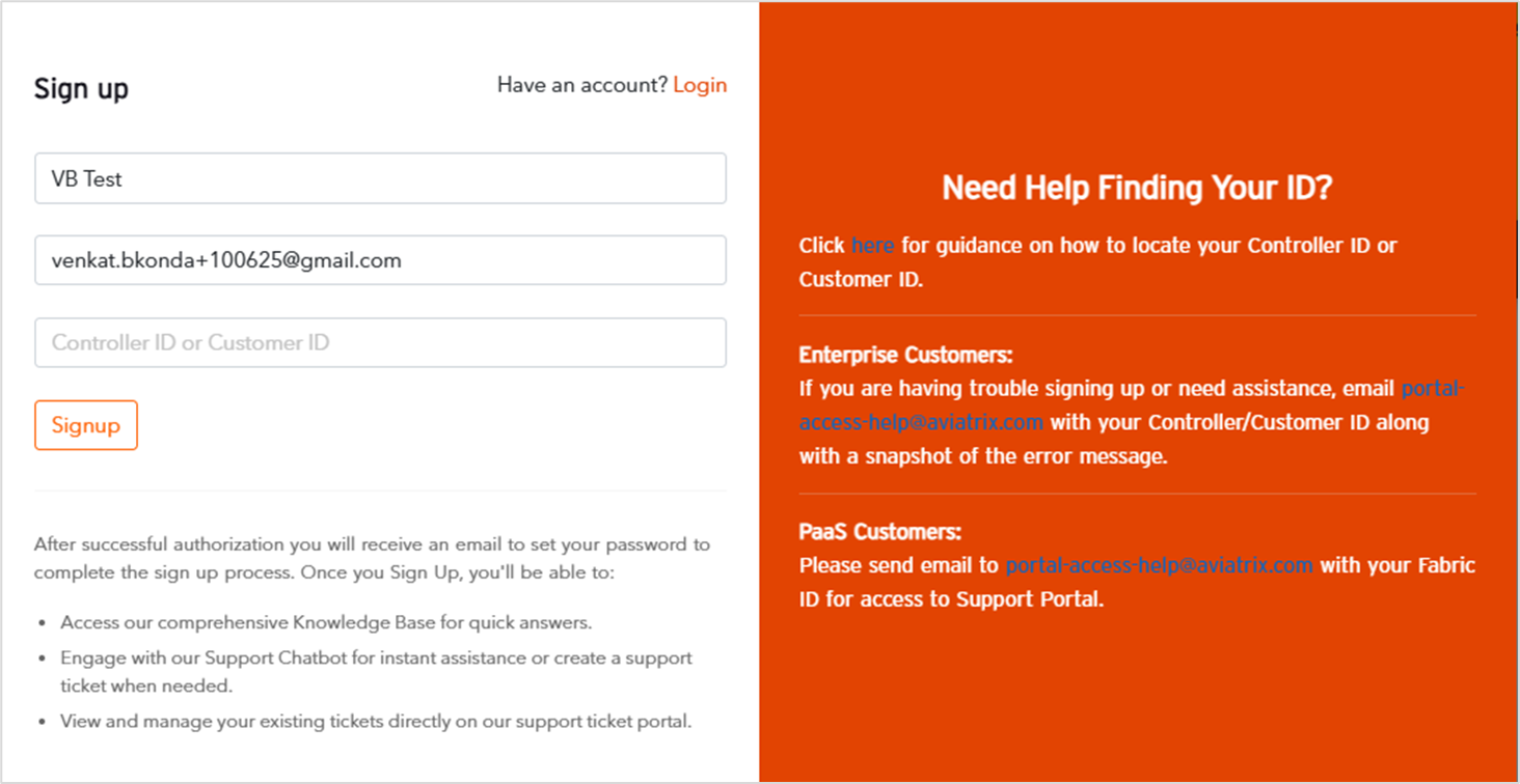 Aviatrix Support Portal - Signup and Login Changes Effective Oct 15, 2025 – Aviatrix Systems